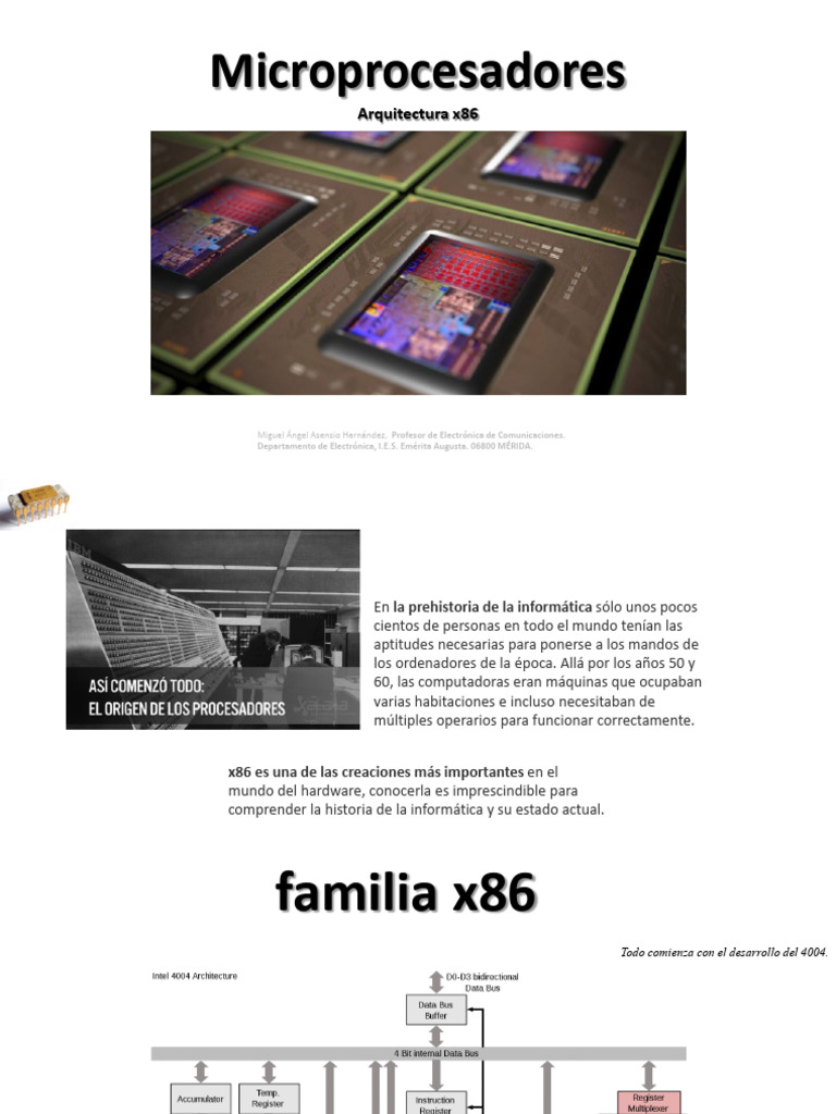 Historia y Evolución de la Arquitectura x86 | PDF | Microprocesador | Bienes manufacturados