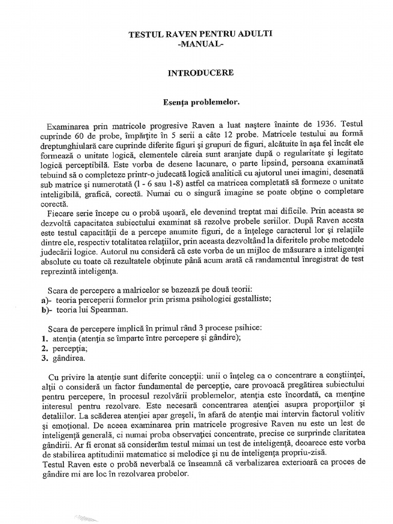 Testul RAVEN | PDF