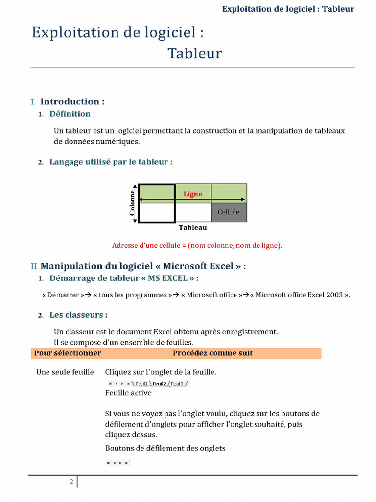Exploitation de Logiciel Excel | PDF