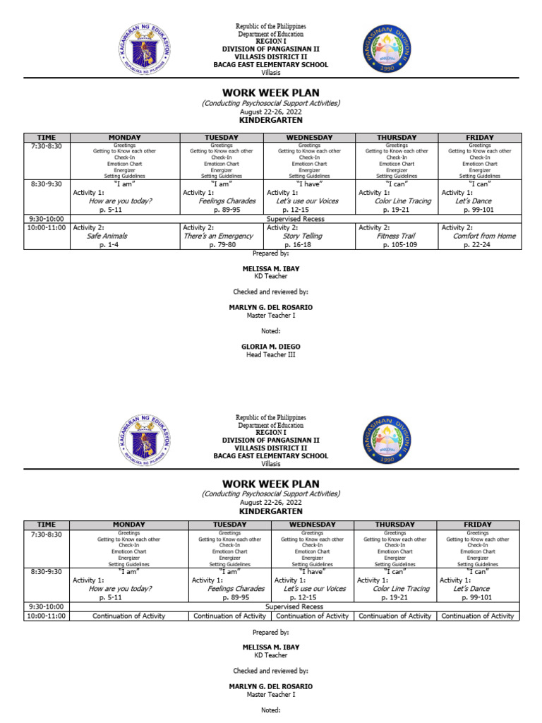 Work Week Plan in PSS | PDF