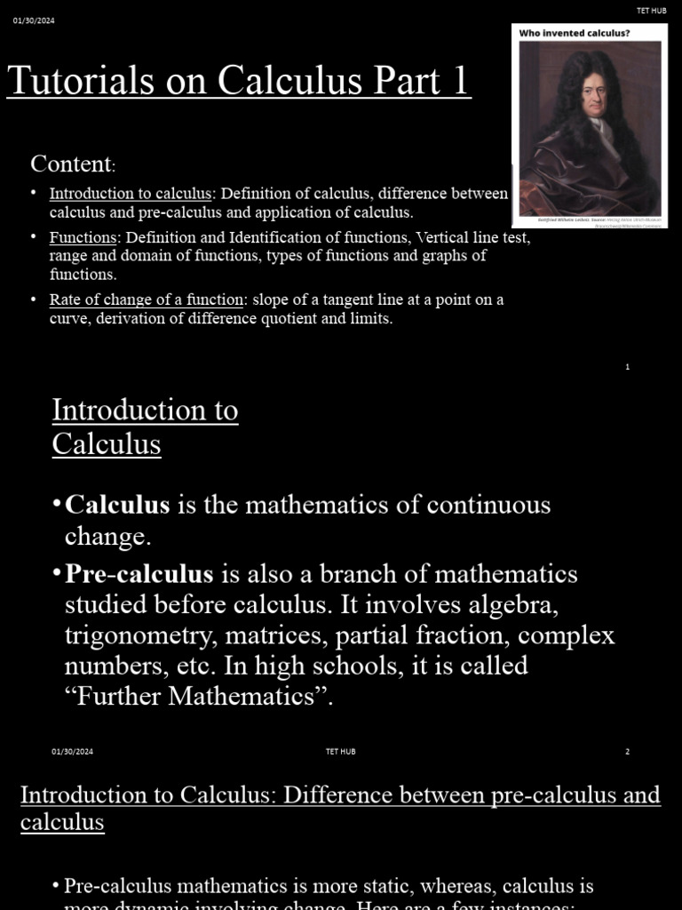 Tutorials On Calculus Part 1 | PDF | Function (Mathematics) | Calculus