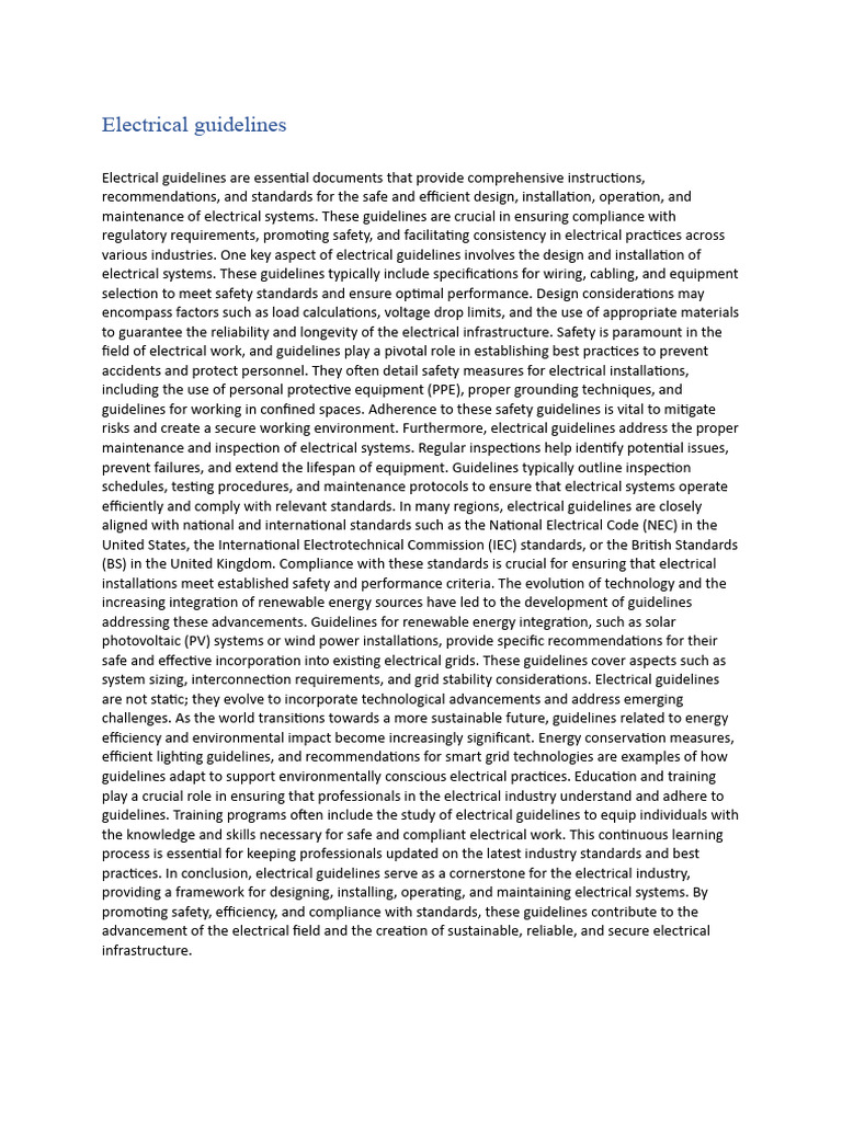 Electrical Guidelines 01 | PDF | Electrical Grid | Standardization