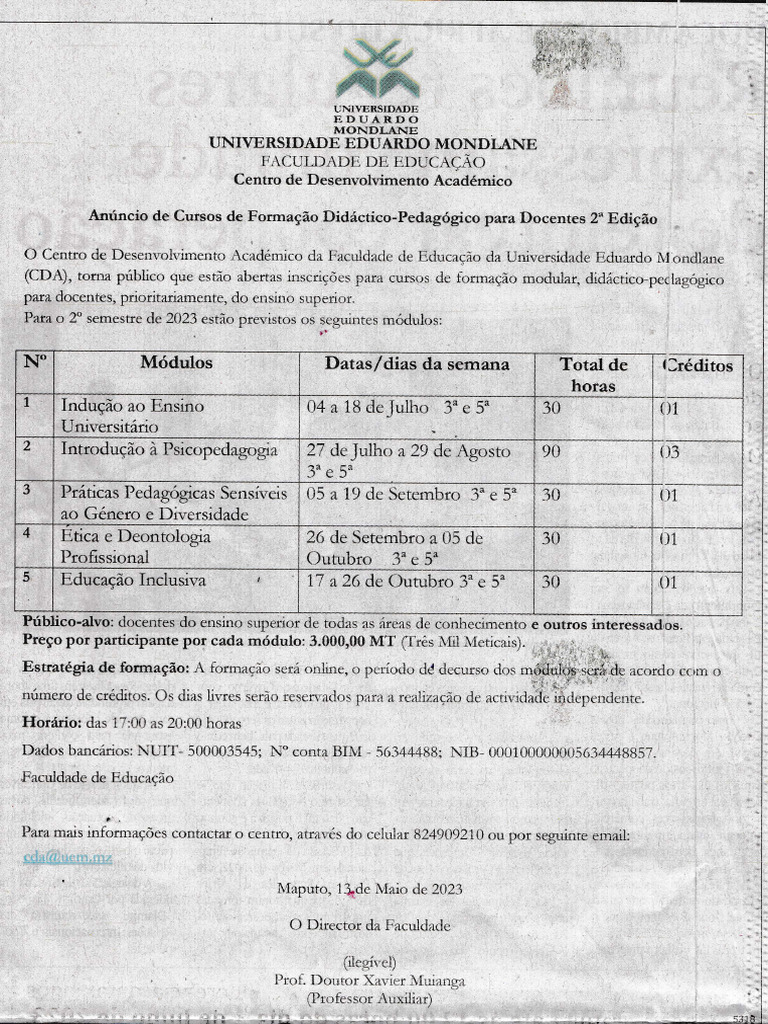 Universidade Eduardo Mondlane Scan | PDF