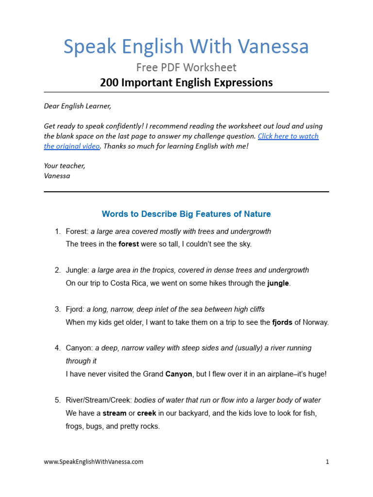 200 Expressions - Speak English With Vanessa | PDF | Trees | Flowers