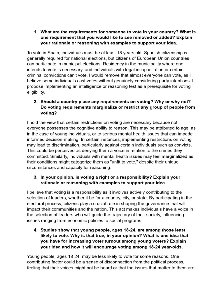 3.05A A Reflection On Voting | PDF | Reason | Voting