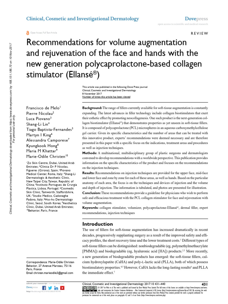 Recommendations For Volume Augmentation and Rejuve | PDF | Dermatology ...