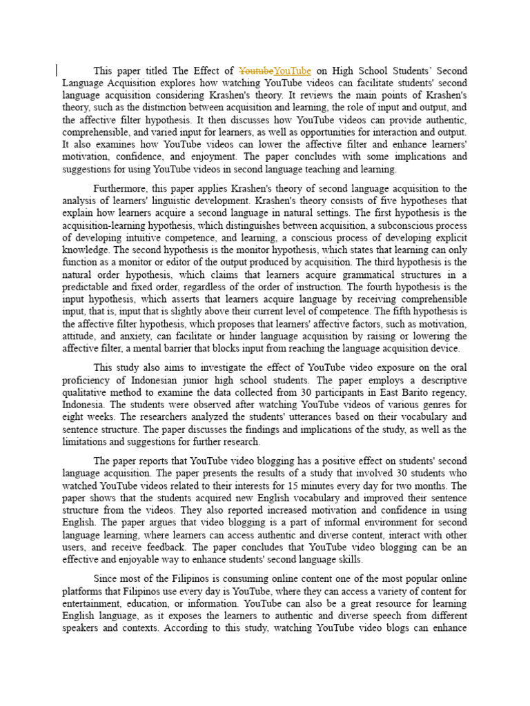This Paper Titled The Effect of Youtube On High School Students | PDF ...