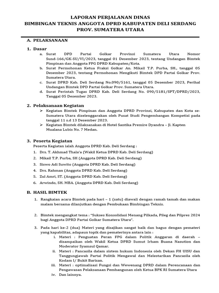 Laporan BIMTEK | PDF