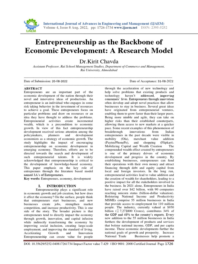 Entrepreneurship: Key to Economic Growth | PDF | Entrepreneurship ...