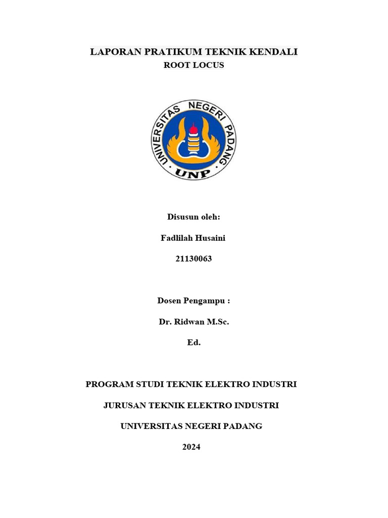 Laporan TSK - Root Locus - Fadlilah Husaini 21130063 | PDF | Computer Science | Computing