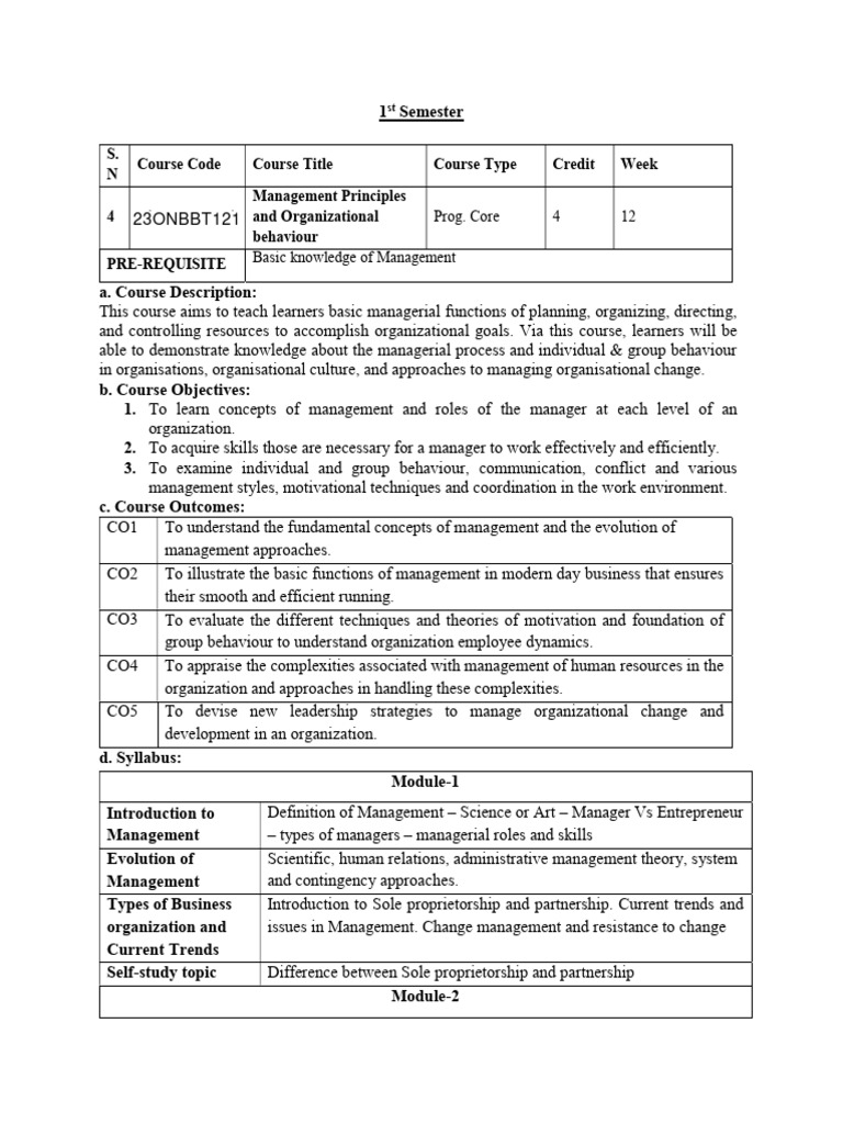 Management Principles and Organizational Behaviour | PDF ...