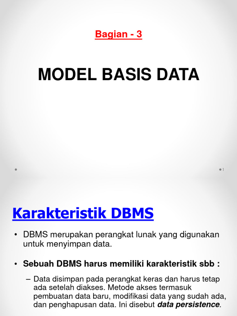 Karakteristik dan Model Basis Data DBMS | PDF | Karier & Perkembangan