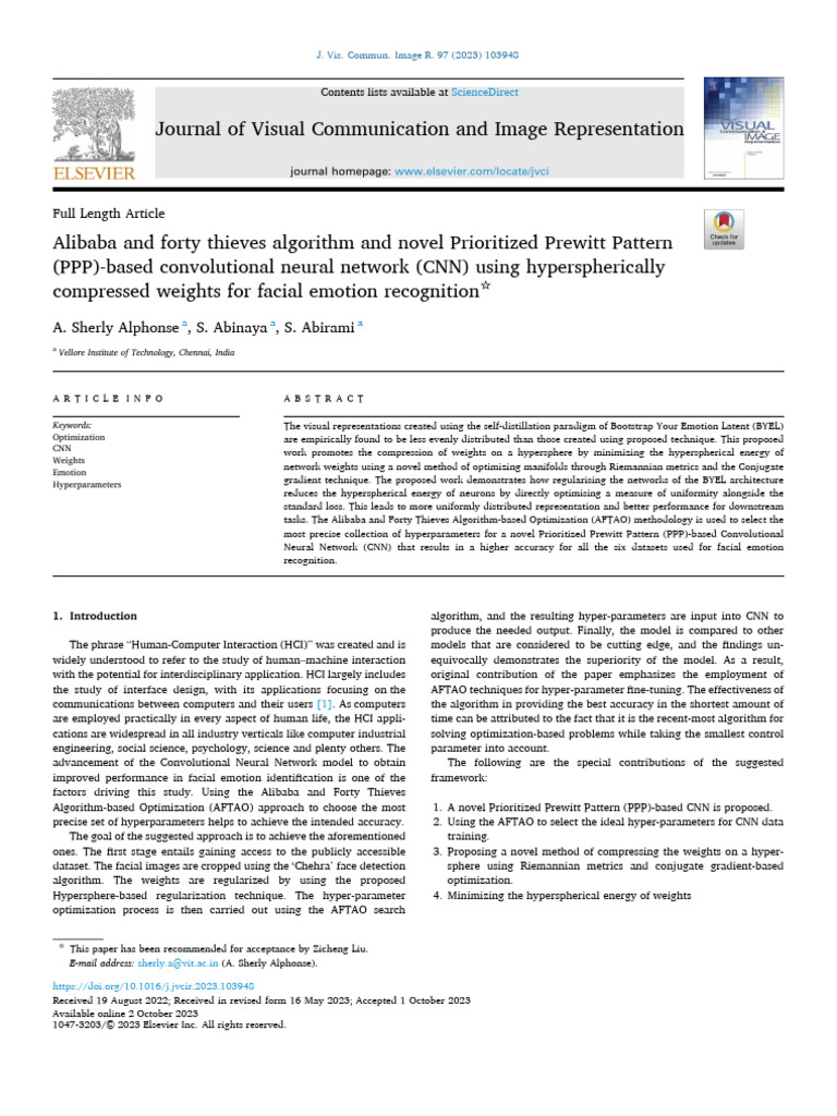 Journal of Visual Communication and Image Representation: A. Sherly ...