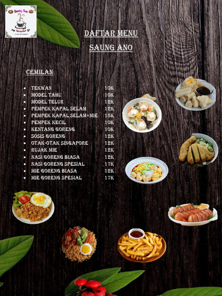 Daftar Menu Cemilan | PDF | Memasak, Makanan, & Anggur