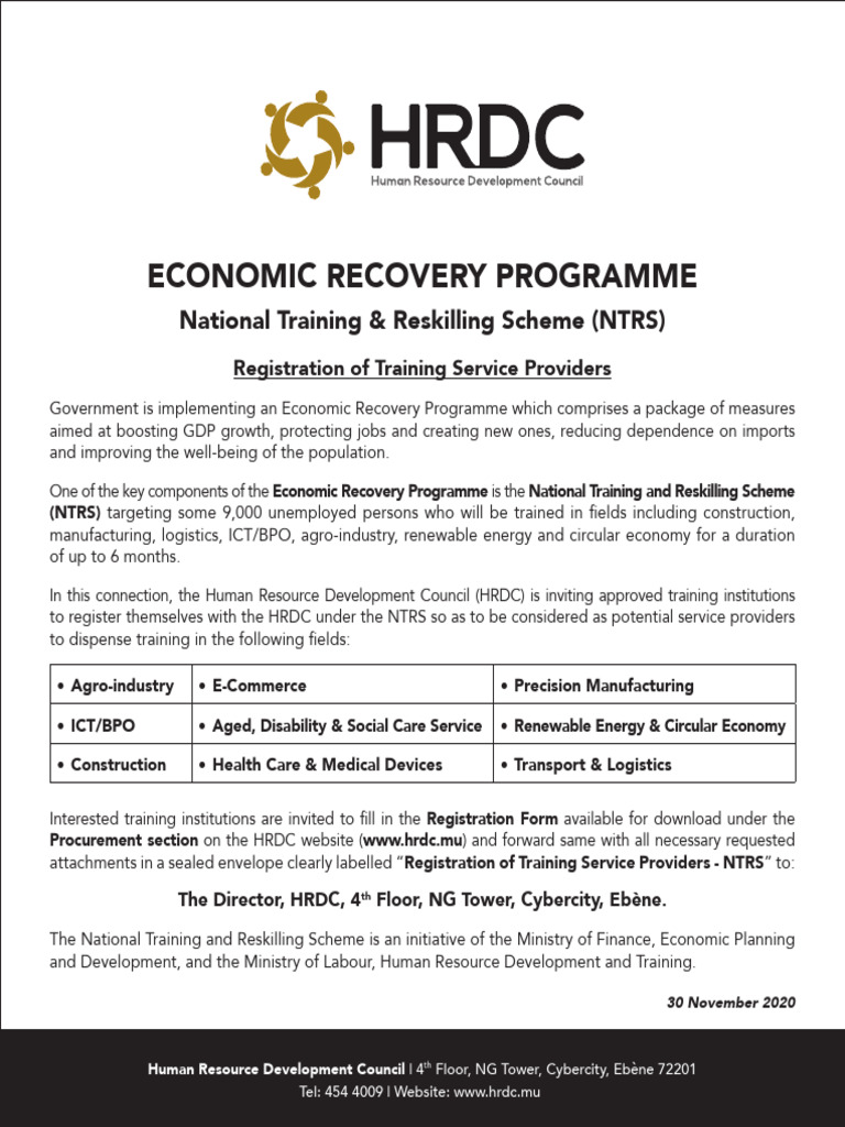 NTRS Advert For Registration of Training Service Providers | PDF | Business