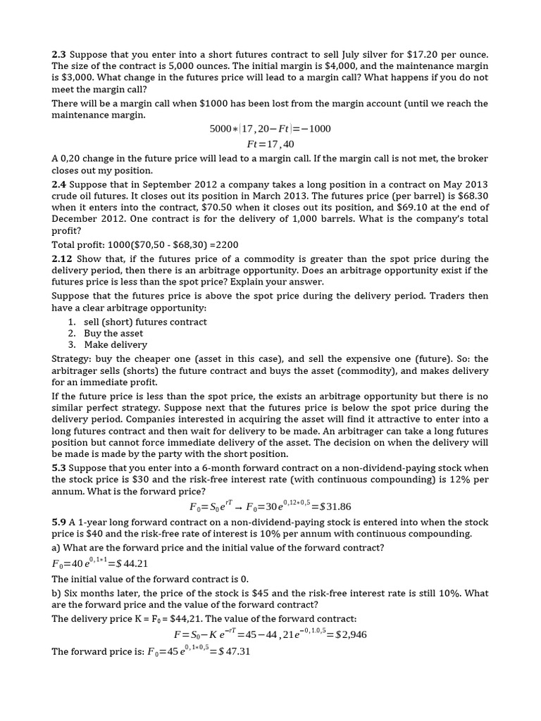 Problem Set Answers - Options, Futures and Other Derivatives | PDF