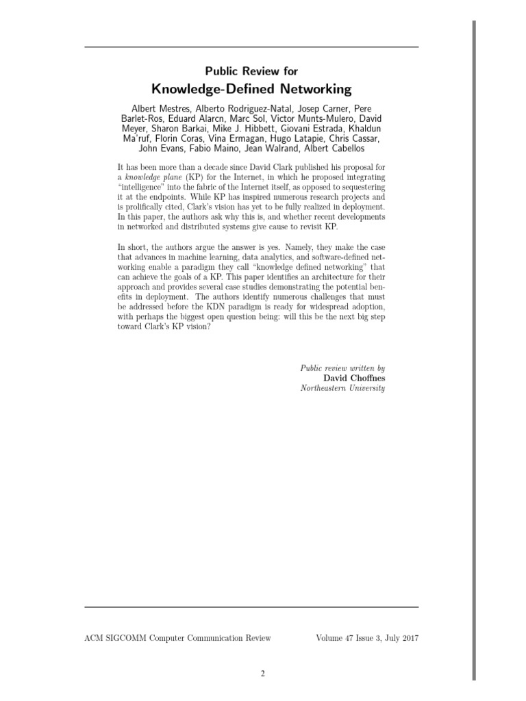 Knowledge Defined Networking | Download Free PDF | Computer Network | Routing