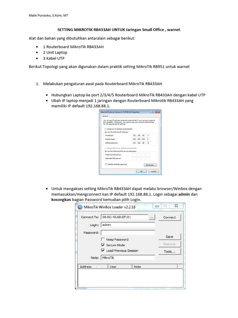 Setting MikroTik RB433AH untuk Warnet | PDF | Komputer | Teknologi ...