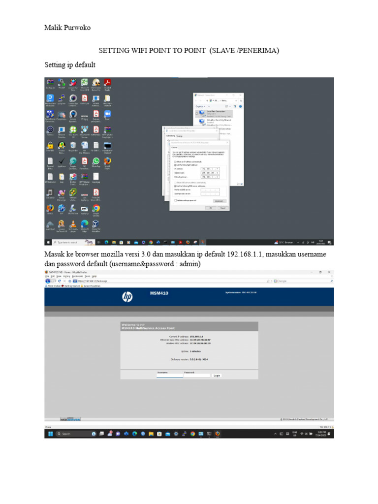SETTING POINT TO POINT AP - Hp-Msm410-slave | PDF | Komputer
