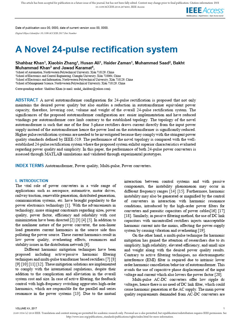 A Novel 24-Pulse Rectification System-2 | PDF | Rectifier | Electric Power
