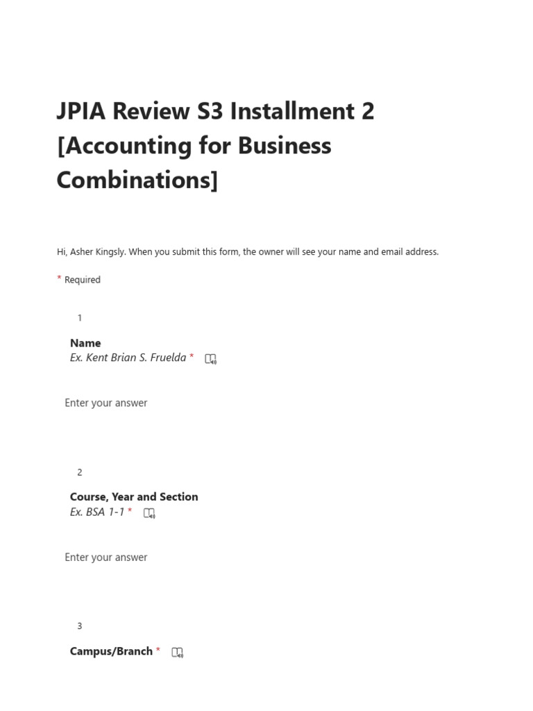 JPIA Review S3 Installment 2 (Accounting For Business Combinations ...