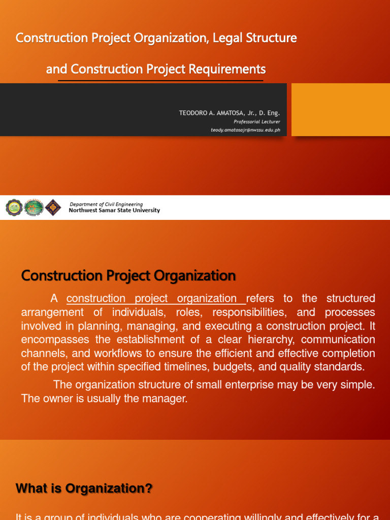 Construction Project Organization, Legal Structure and Construction ...