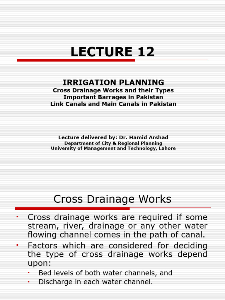 Lect 12 - Irrigation Planning | PDF | Canal | River