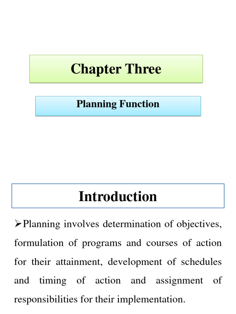 Ch-3 (Planning Function) | PDF | Strategic Planning | Goal