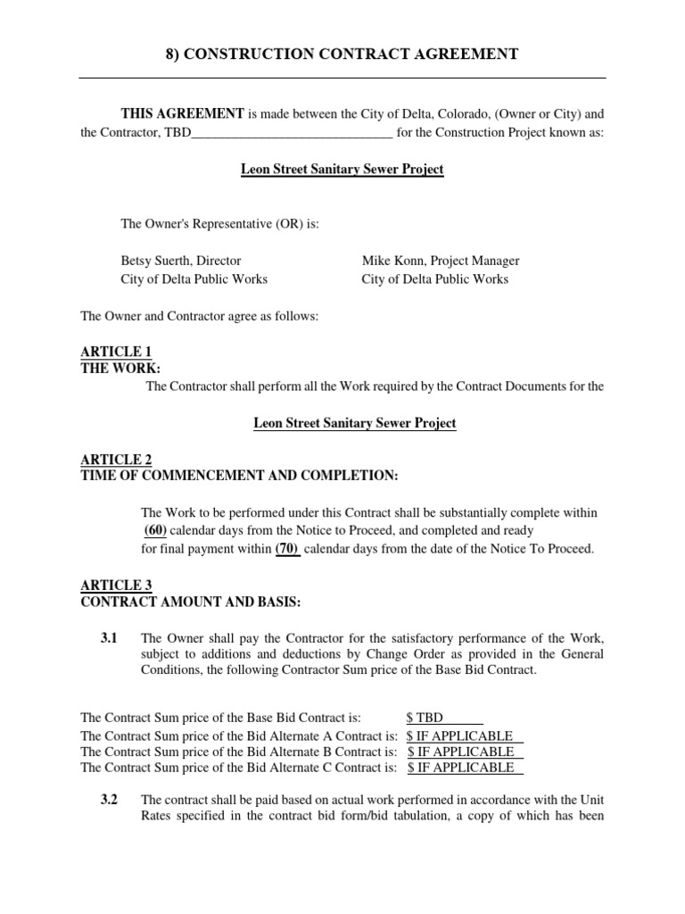 4 Addendum 1 - Revised Construction Contract Agreement Exhibit B | PDF ...