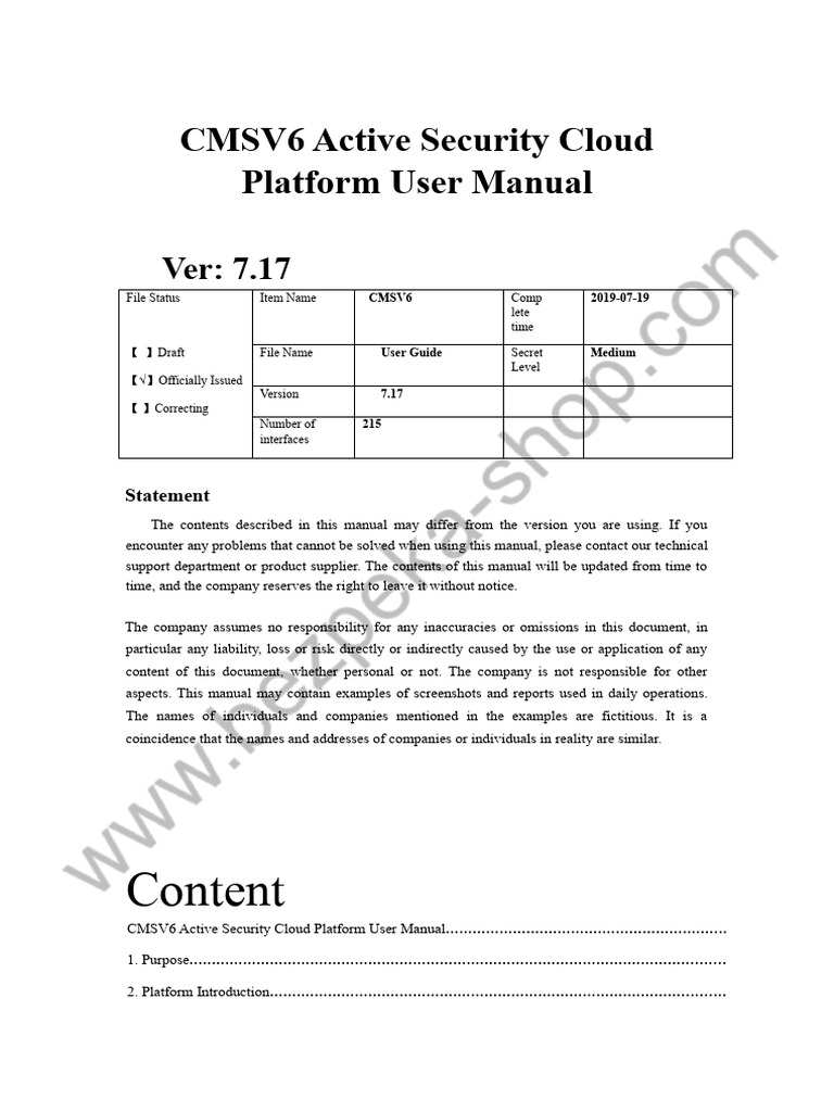 cmsv6 Active Security Cloud Platform User Manual 20190719 1 | PDF