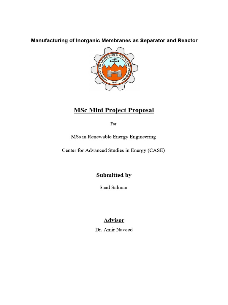 MSC Mini Project Proposal SAAD SALMAN | PDF | Chemical Reactor | Hydrogen