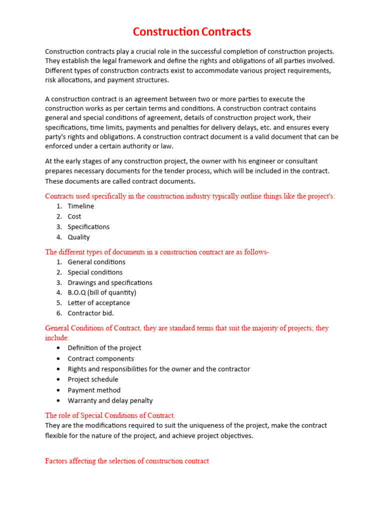 Construction Contracts | PDF