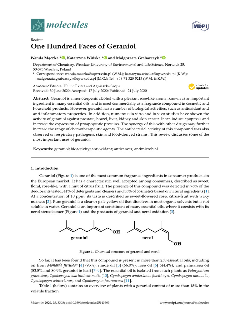 One Hundred Faces of Geraniol | PDF | Drug Metabolism | Cytochrome P450
