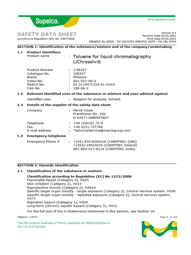 Toluene | PDF | Dangerous Goods | Chemistry