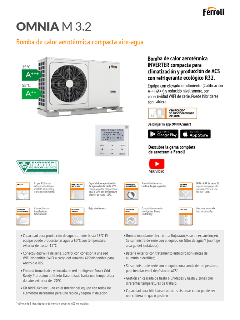 Bomba de Calor Aire-Agua OMNIA M 3.2 | PDF | Temperatura | Tecnología energética