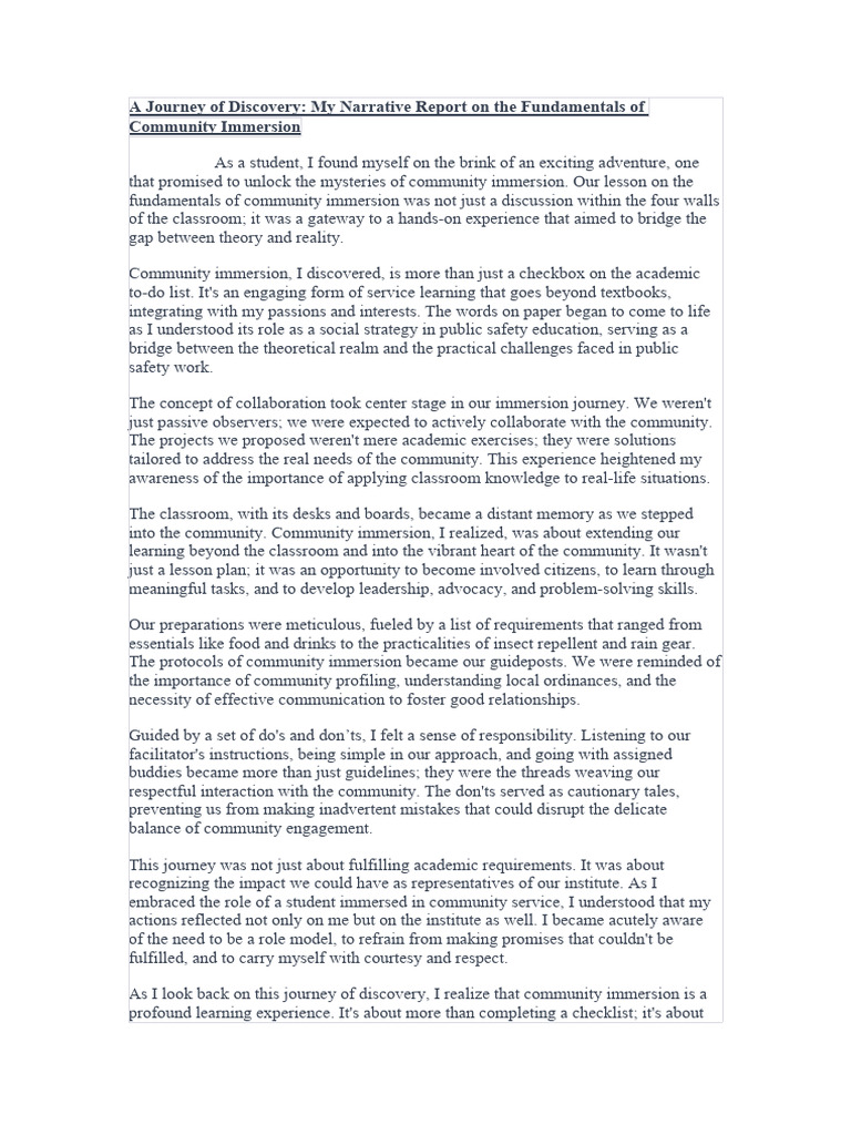 Dianne Jiecel NSTP Narrative Report | PDF | Experience | Theory