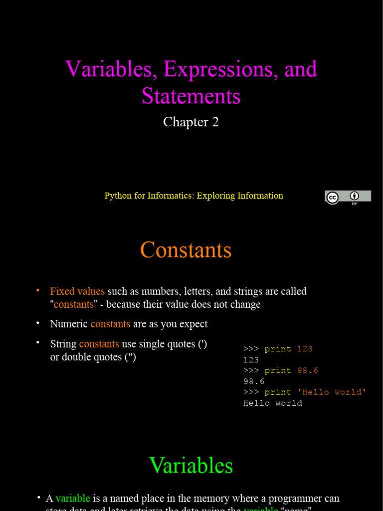 Py4Inf 02 Expressions | PDF | Variable (Computer Science) | String (Computer Science)