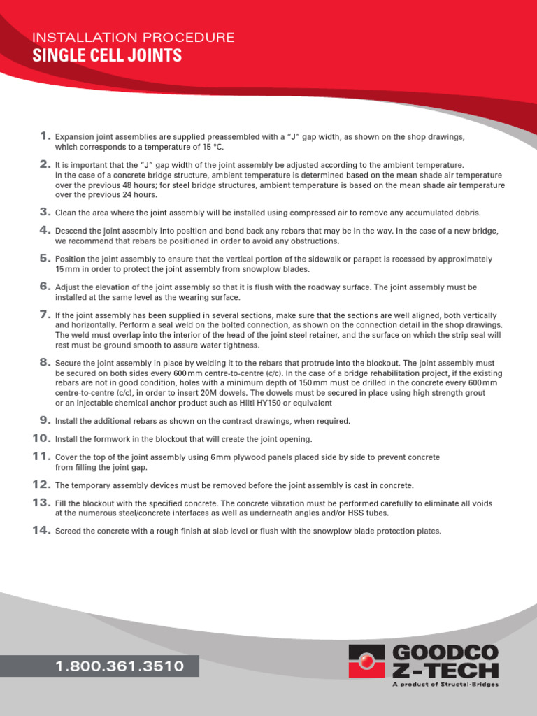 Goodco Z Tech Installation Single Cell Joints | PDF | Concrete ...