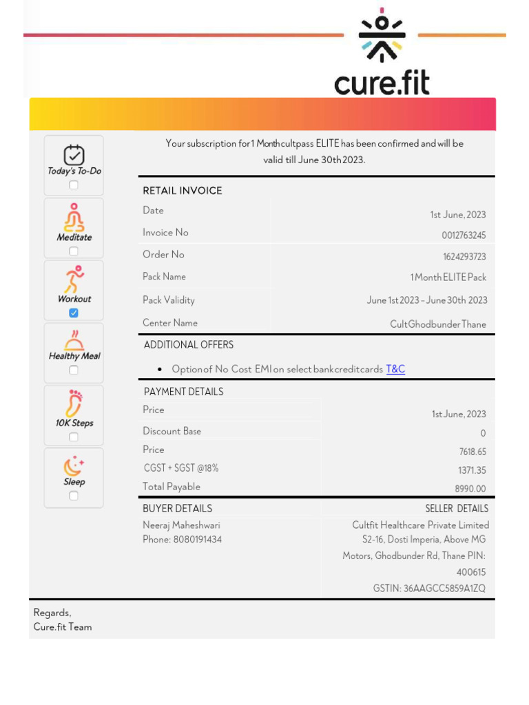 Cultpass ELITE Subscription Confirmation | PDF