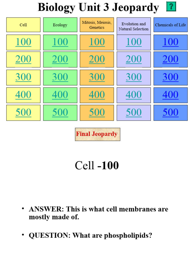 Jeopardy | PDF | Genetics | Cell (Biology)