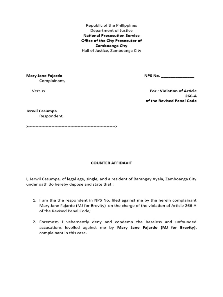 Counter Affidavit | PDF | Affidavit | Legal Procedure Counter Affidavit | PDF | Affidavit | Legal Procedure