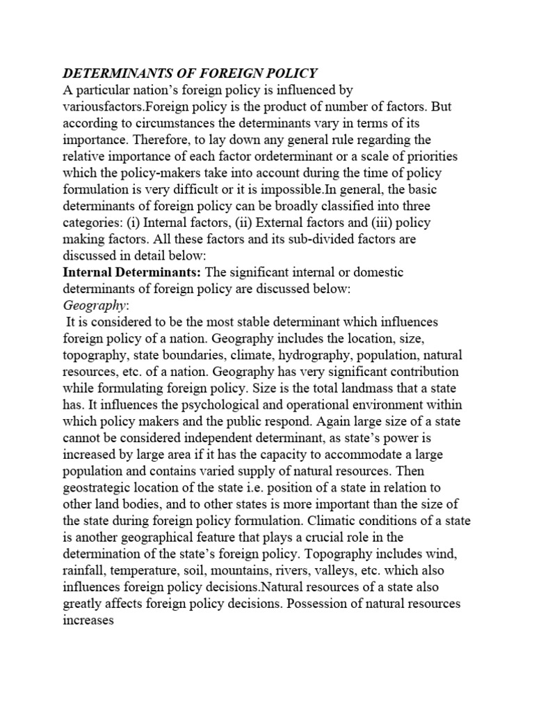 Determinants of Foreign Policy Explained | PDF | Public Opinion | Policy
