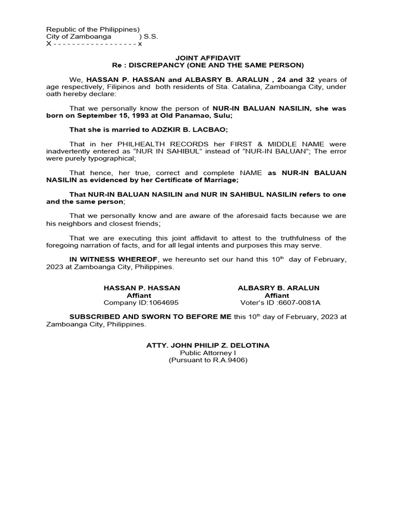 Affi DISCREPANCY | PDF | Affidavit | Legal Communication