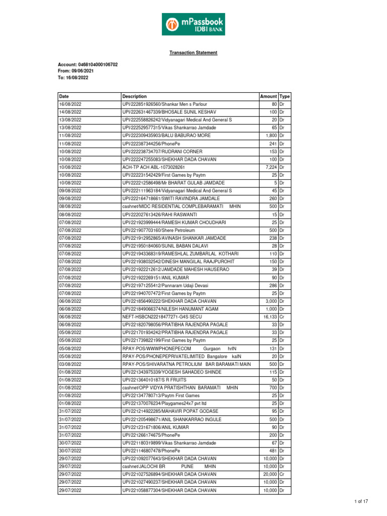 908 Idbi Statement | PDF | Services (Economics) | Online Services