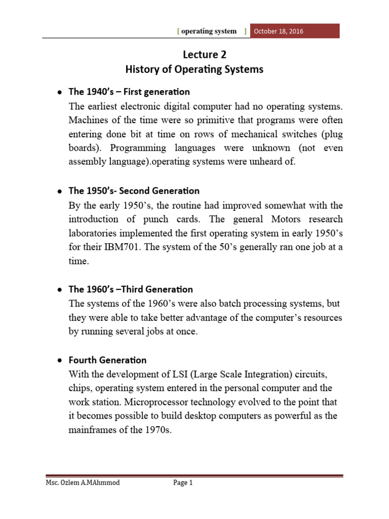 Lecture 2 Os | PDF | Operating System | Central Processing Unit