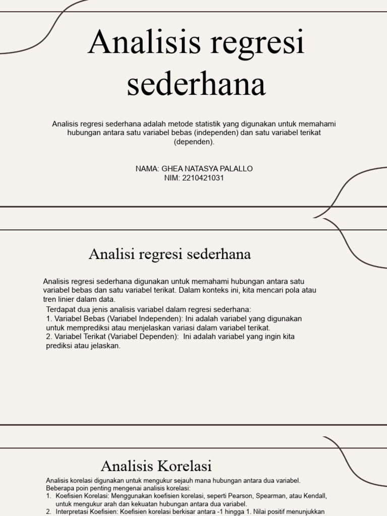 Analisis Regresi Sederhana | PDF | Metode & Bahan Ajar | Pengembangan Diri