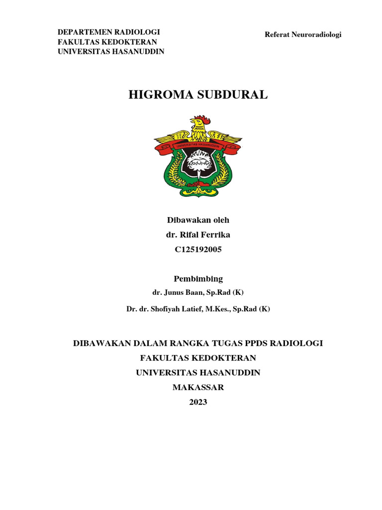Higroma Subdural: Penjelasan dan Etiologi | PDF