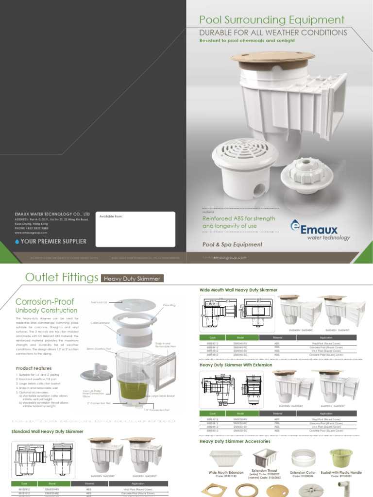 Pool Fittings Brochure English Double Page Version | PDF | Pipe (Fluid ...