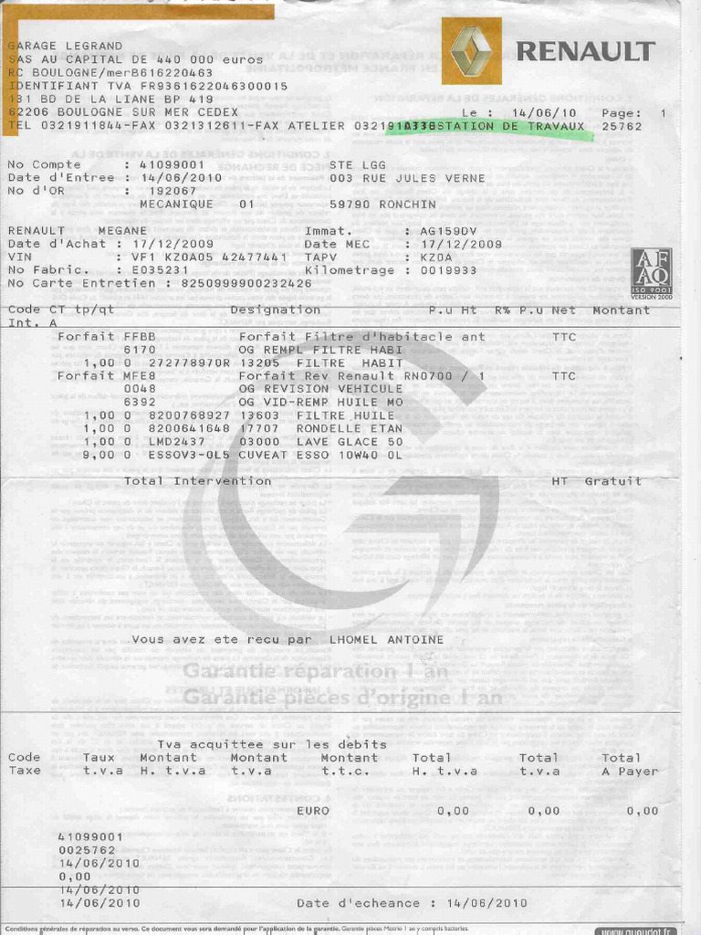 Facture Renault | PDF