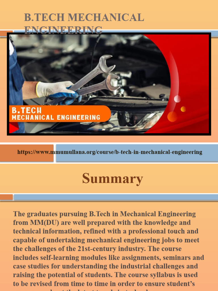 B.Tech Mechanical Engineering Program | PDF